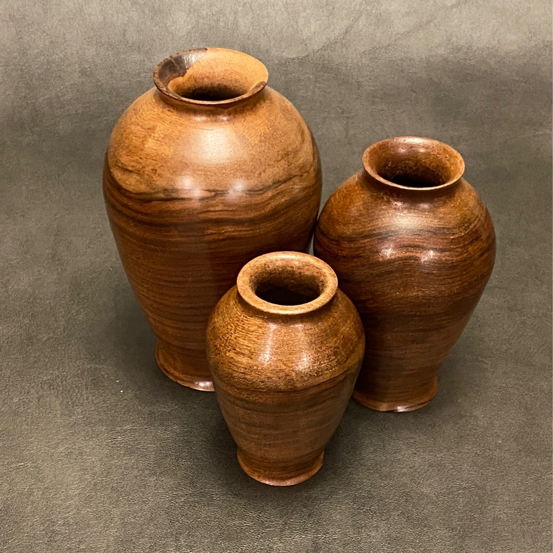 Trio of Walnut Vases | Positive Gravity - Beauty and Function by Design